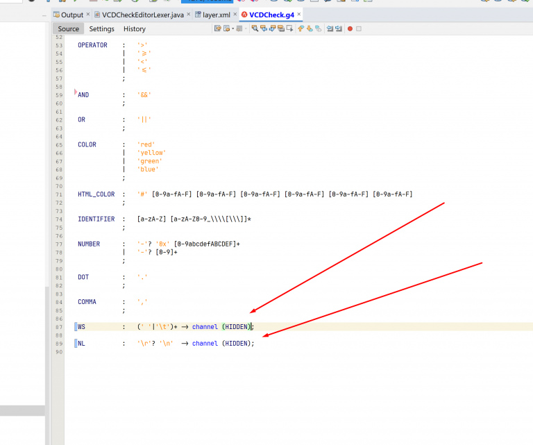 Dont Use Skip In Antlr Grammar For Netbeans Syntax Highlight